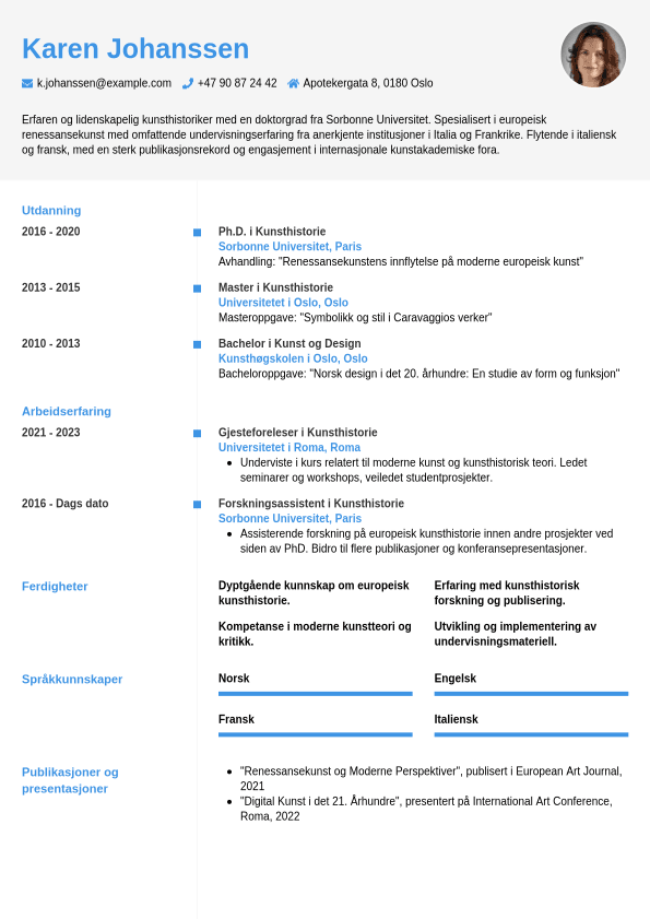 Akademisk CV eksempel | Jobseeker