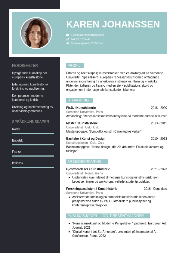 Akademisk CV eksempel | Jobseeker