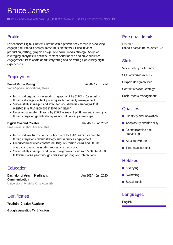 Resume examples | Jobseeker