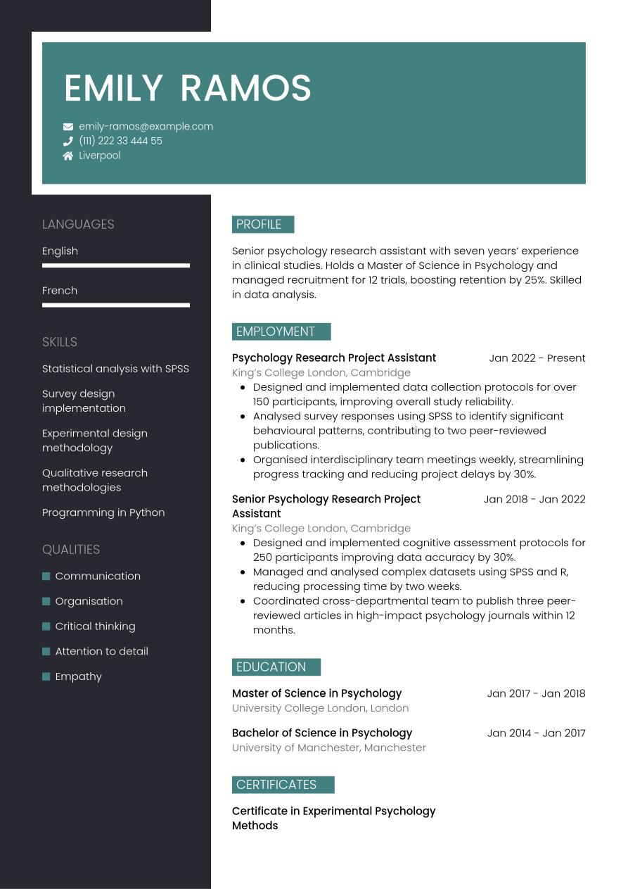 Psychology Research Assistant CV Writing Guide | Jobseeker