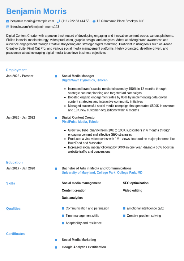 Influencer Resume Writing Guide & Tips | Jobseeker