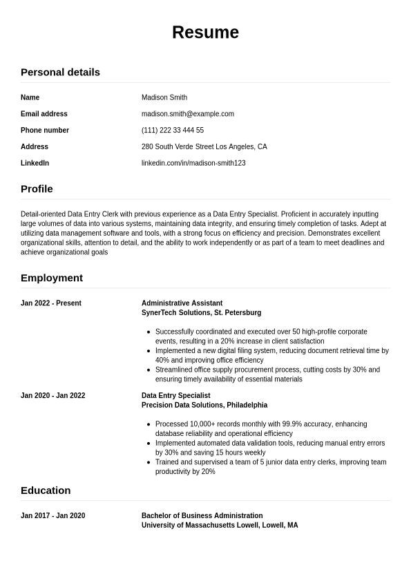 Data-Entry Resume Writing Guide & Tips | Jobseeker