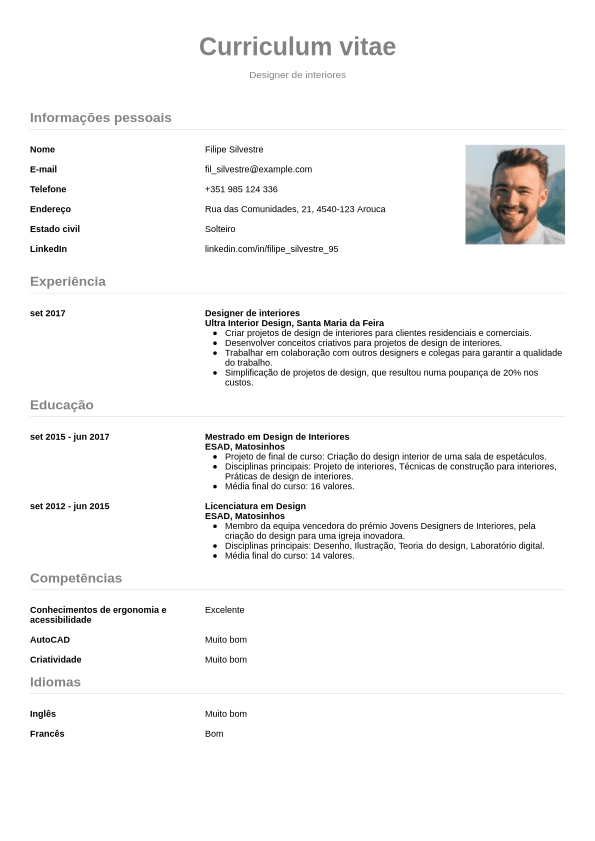 Exemplos de curriculum vitae | Jobseeker