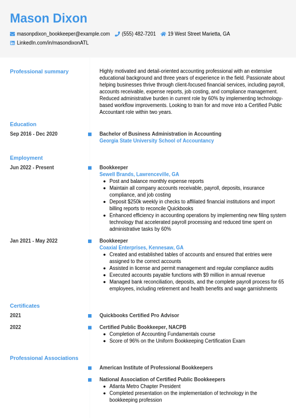 Server Resume Example | Jobseeker