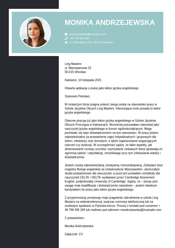 Przykładowy list motywacyjny dla nauczyciela | Jobseeker