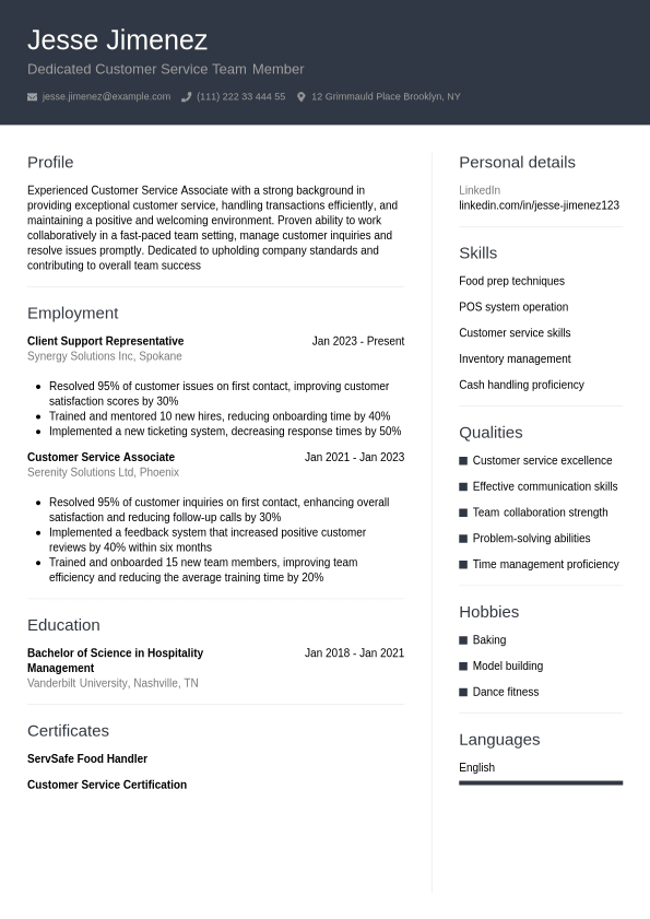 Chick-Fil-A Resume Example | Jobseeker