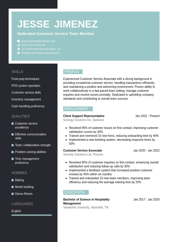 Chick-Fil-A Resume Example | Jobseeker