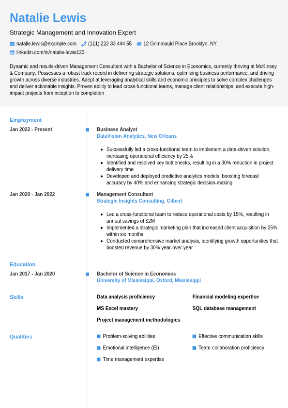 McKinsey Resume Example | Jobseeker