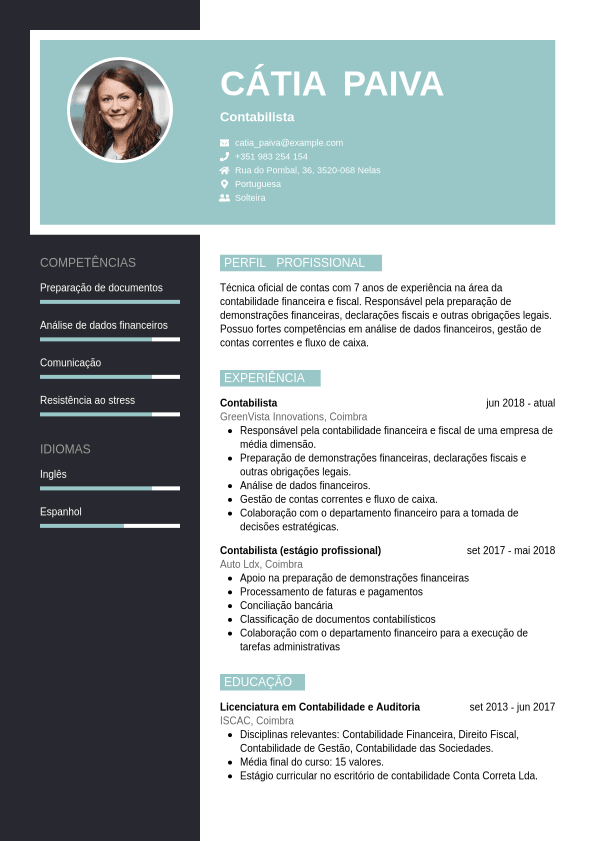 Exemplo de curriculum vitae de um contabilista | Jobseeker