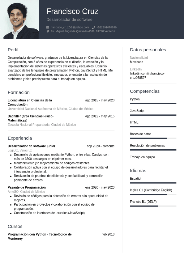 Desarrollador de software: Ejemplo de currículum | Jobseeker Desarrollador de software: Ejemplo de currículum | Jobseeker