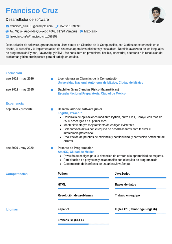 Desarrollador de software: Ejemplo de currículum | Jobseeker