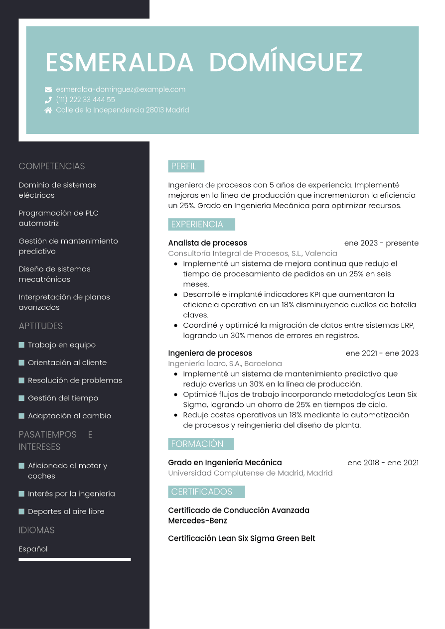 Currículum para Mercedes Benz ejemplo y consejos | Jobseeker