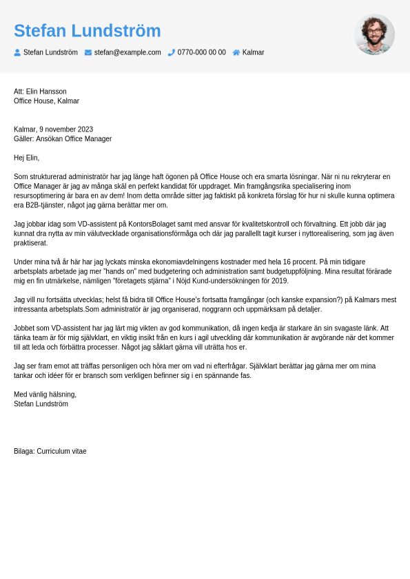Administratör Personligt brev Exempel | Jobseeker