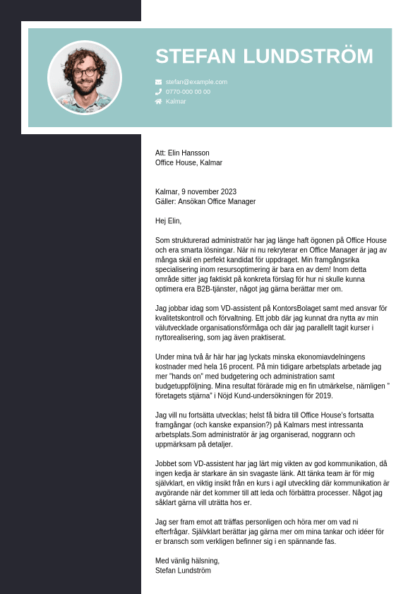Administratör Personligt brev Exempel | Jobseeker