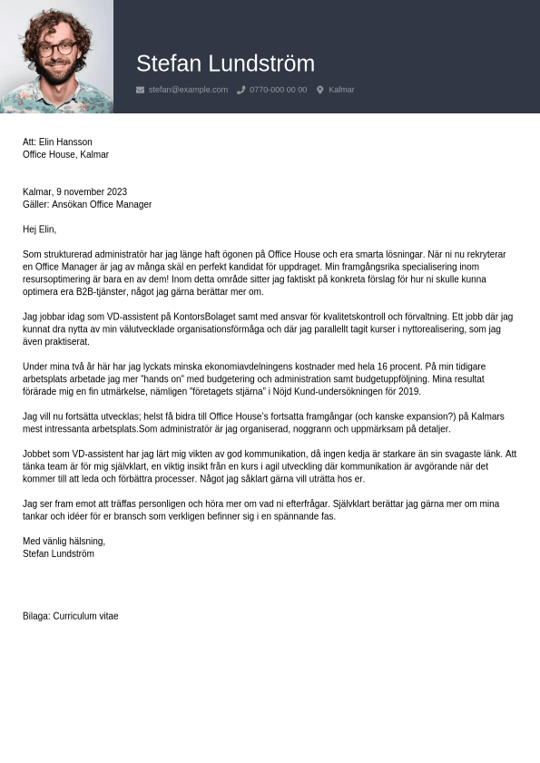 Administratör Personligt brev Exempel | Jobseeker