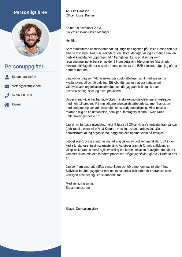 Exempel på personliga brev | Jobseeker