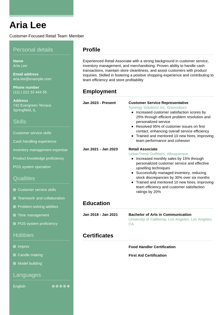 Goldman Sachs Resume Example | Jobseeker