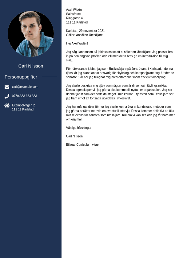 Exempel på personliga brev | Jobseeker