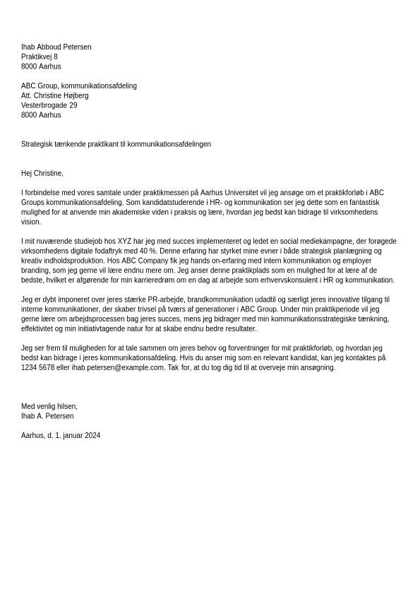 Ansøgning om praktik | Jobseeker