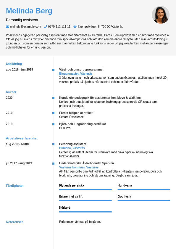 CV exempel personlig assistent | Jobseeker