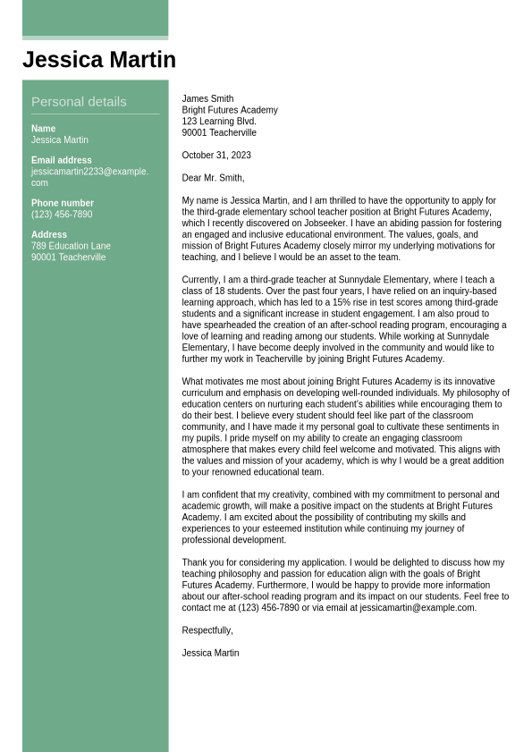 High School Cover Letter Example | Jobseeker