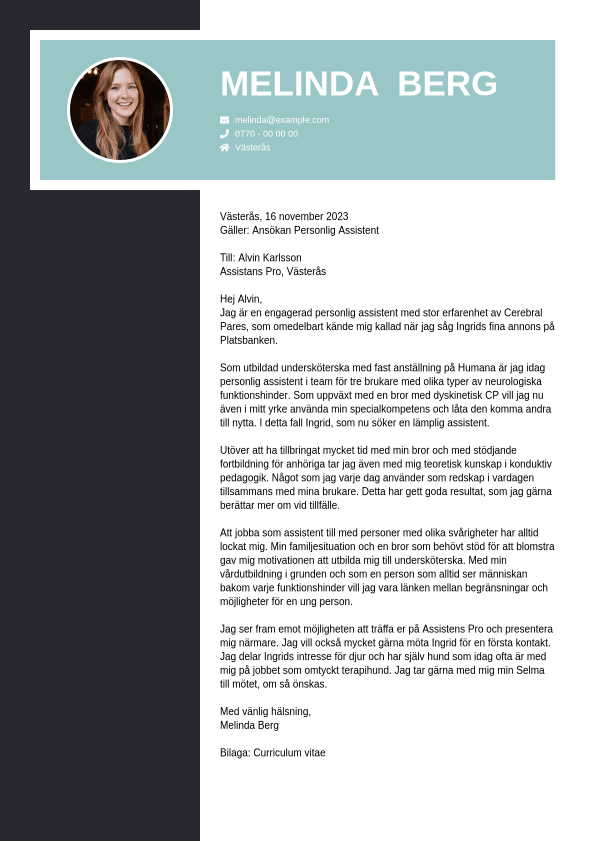 Personlig assistent Personligt brev Exempel | Jobseeker