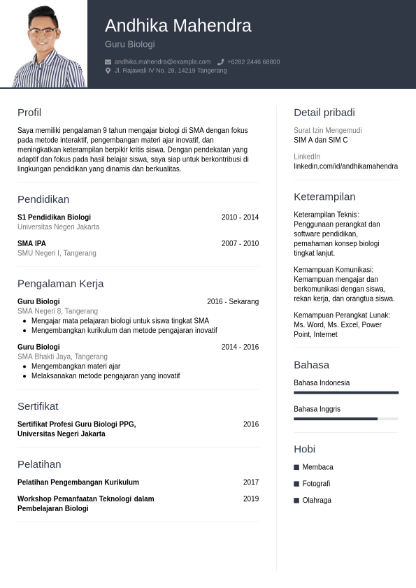 Contoh CV Guru | Jobseeker