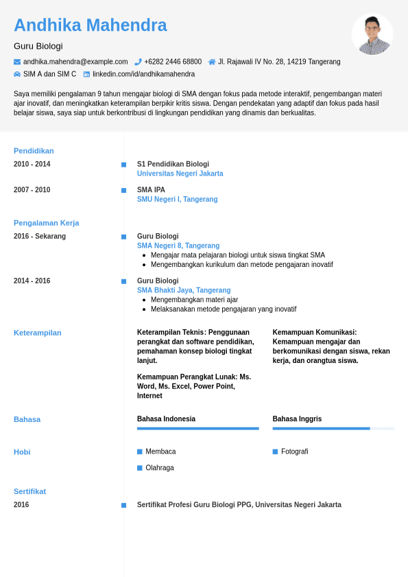 Contoh CV Guru | Jobseeker