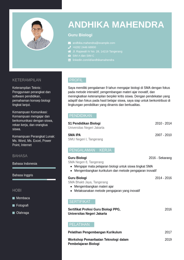 Contoh CV Guru | Jobseeker