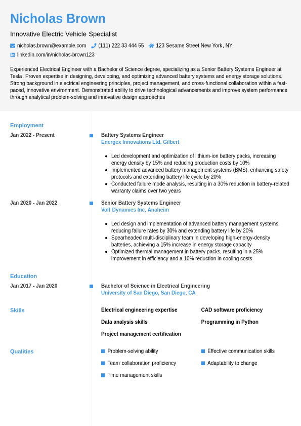 Tesla Resume Example | Jobseeker