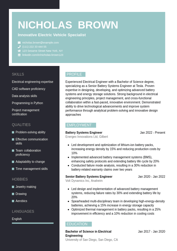 Tesla Resume Example | Jobseeker