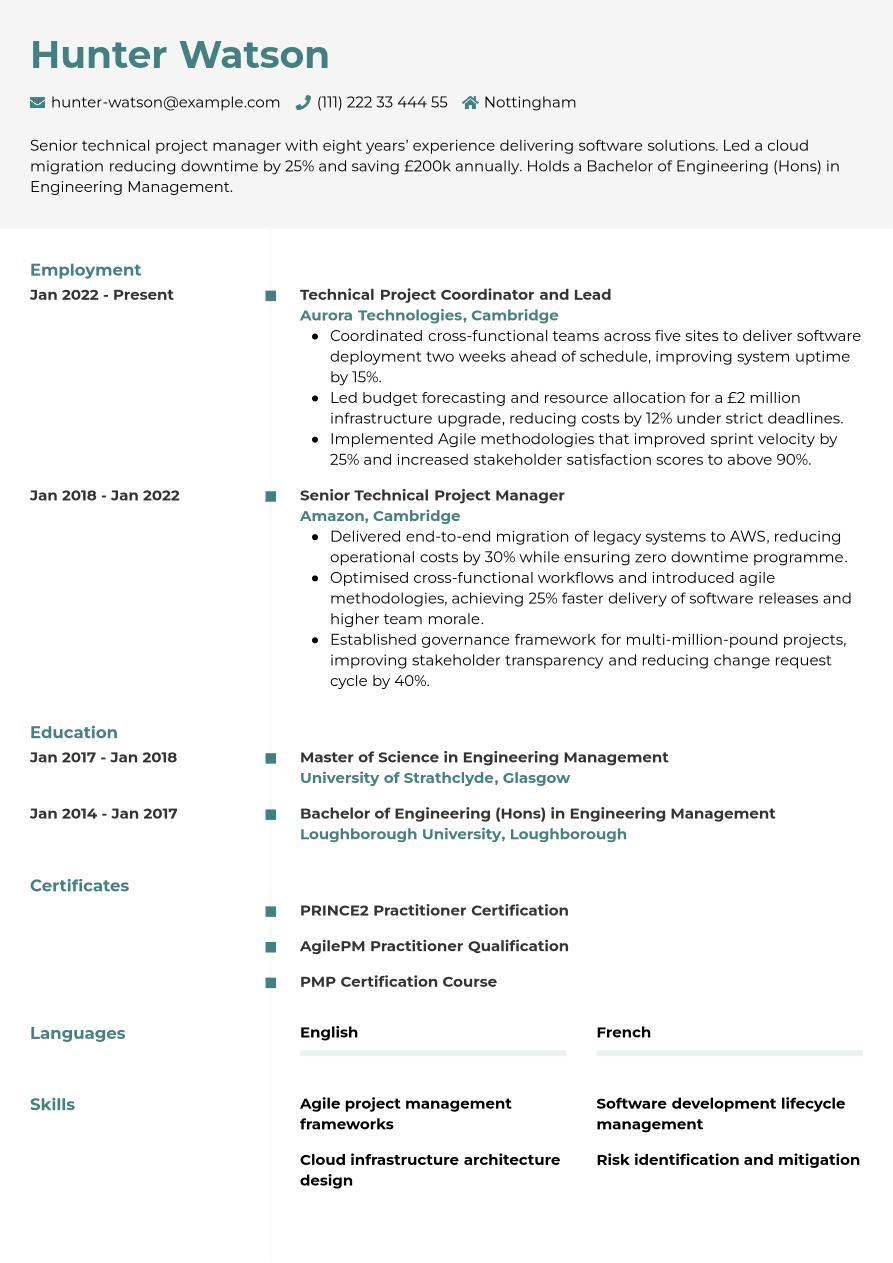 Technical Project Manager CV Writing Guide & Tips | Jobseeker