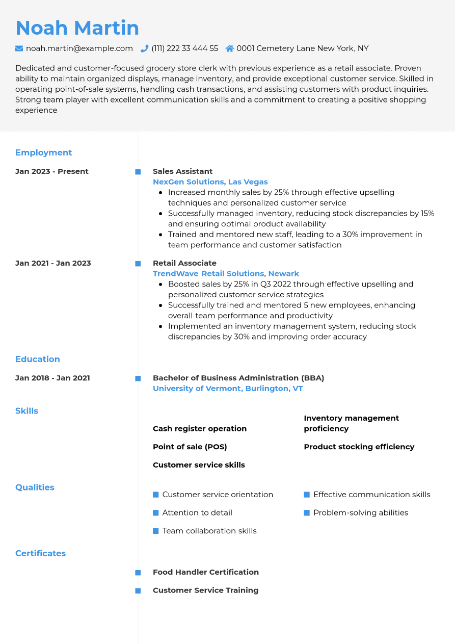 Grocery Store Resume Writing Guide & Tips | Jobseeker