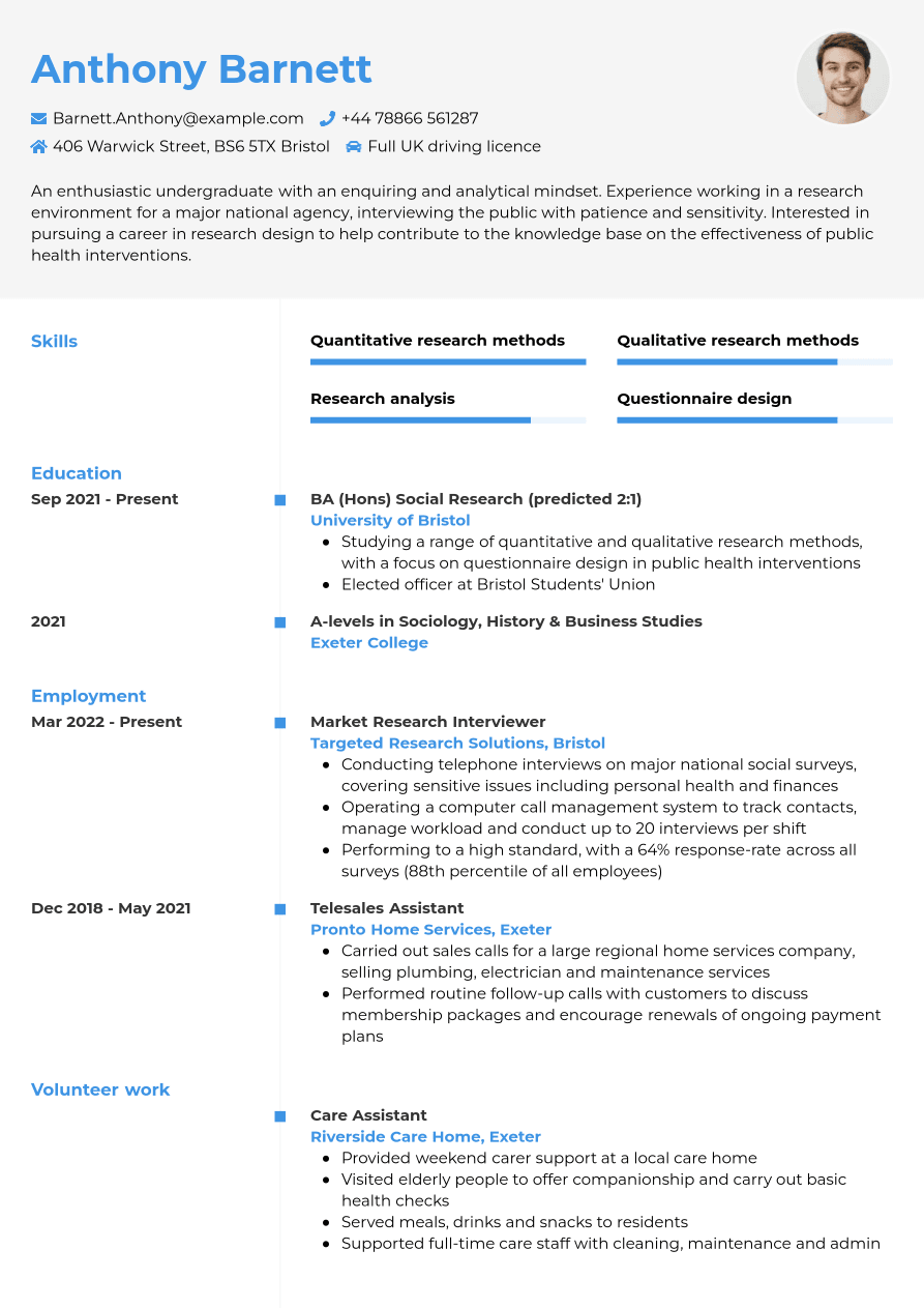 University Student CV example | Jobseeker
