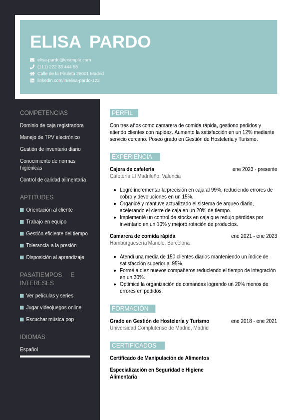 Currículum para Taco Bell ejemplo y consejos | Jobseeker