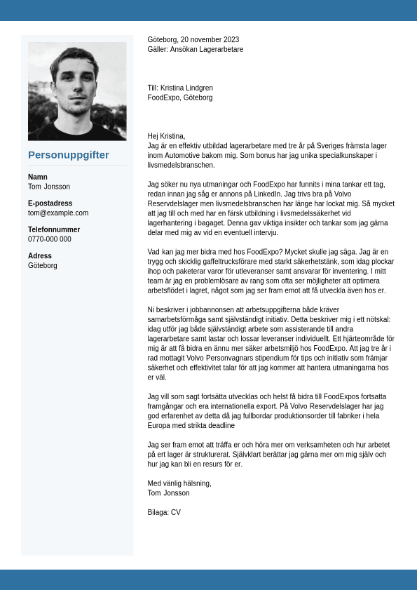 Exempel på personliga brev | Jobseeker