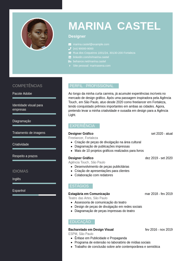 Exemplo de currículo de designer | Jobseeker