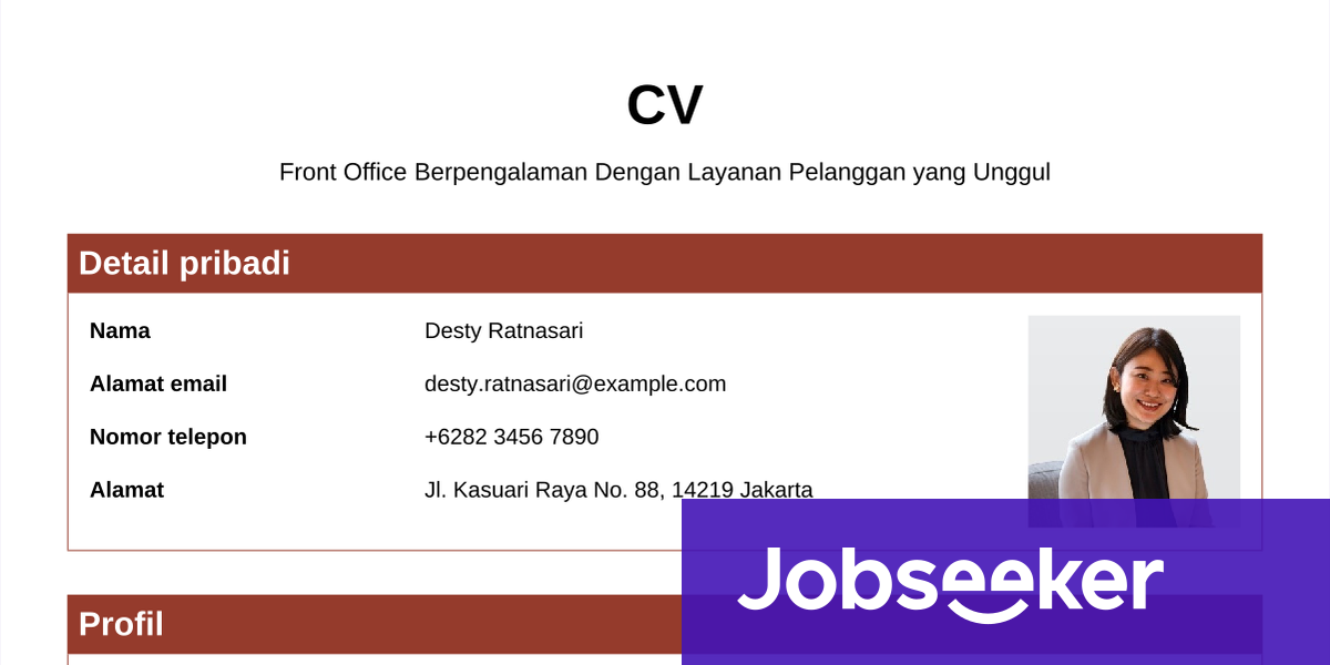 Contoh CV Resepsionis | Jobseeker