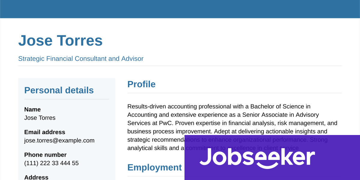PwC Resume Example | Jobseeker