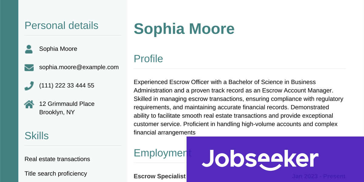 Escrow Officer Resume Writing Guide & Tips | Jobseeker