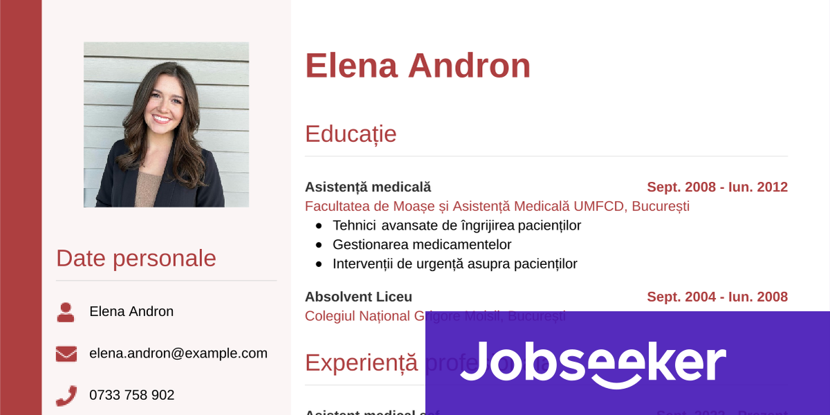 Exemplu de CV de asistent medical pentru 2026 | Jobseeker