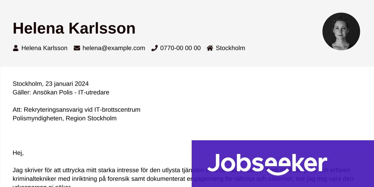 Polis Personligt Brev Exempel | Jobseeker