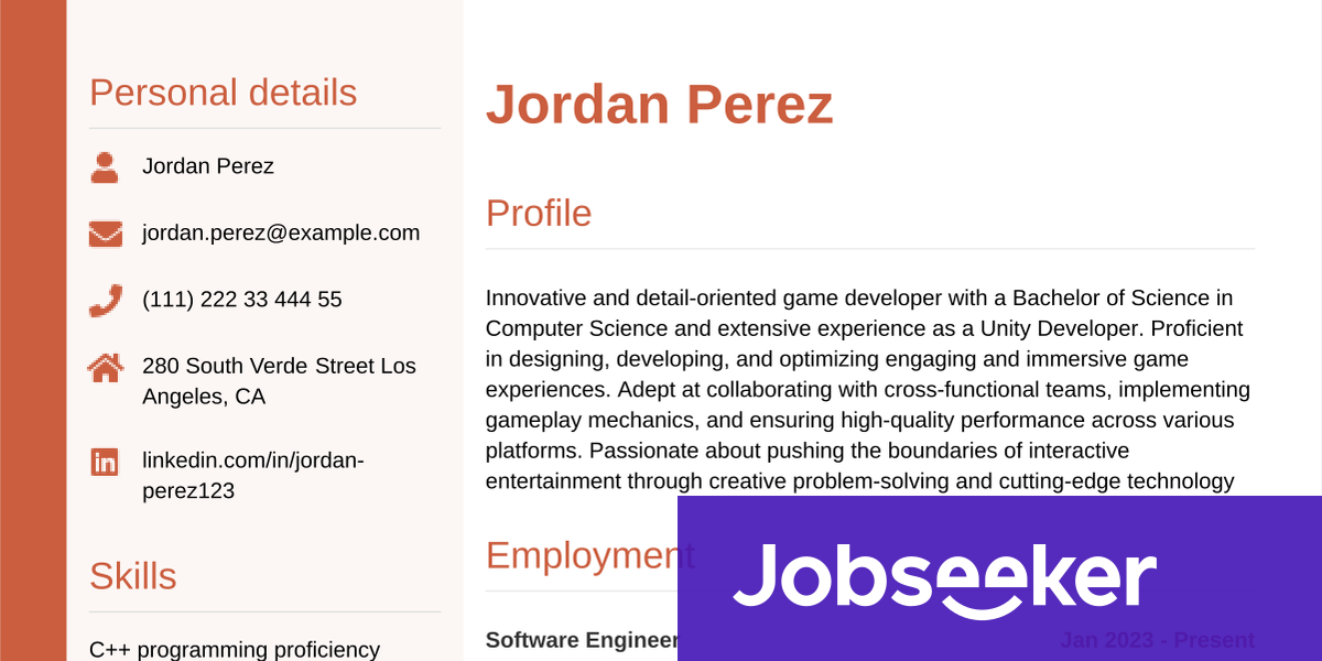 Game Developer Resume Writing Guide & Tips | Jobseeker