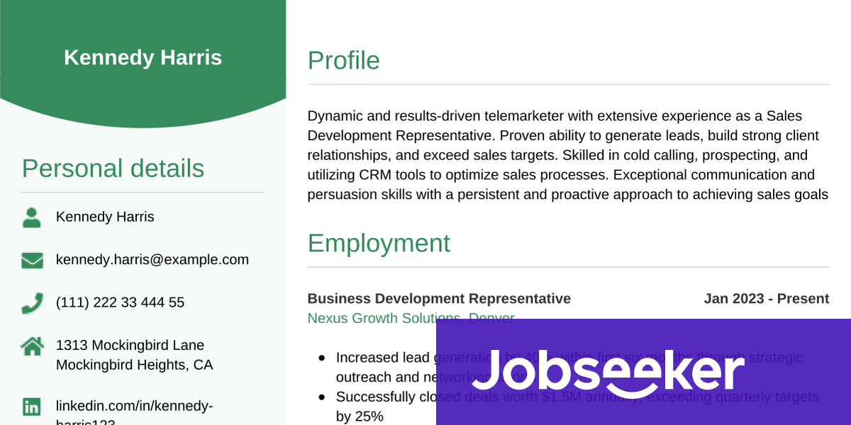 Telemarketing Resume Writing Guide & Tips | Jobseeker