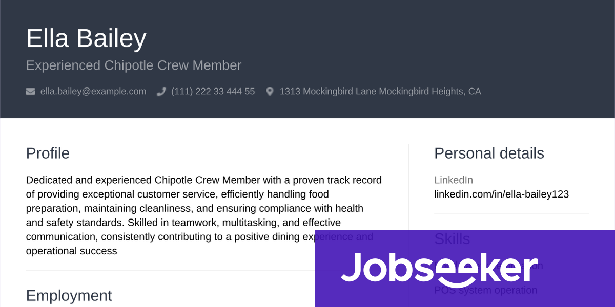 Chipotle Resume Example | Jobseeker