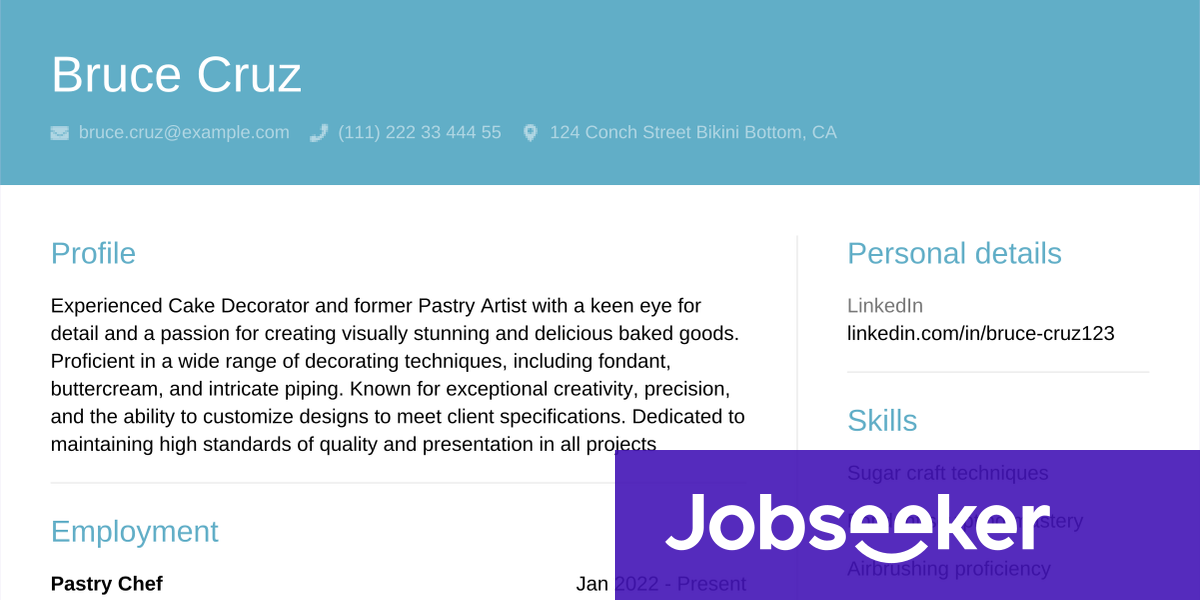 Cake Decorator Resume Example | Jobseeker