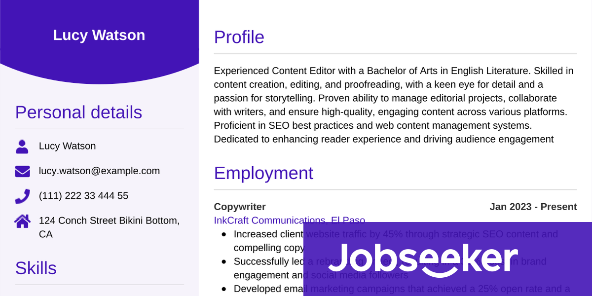 Editor Resume Example & Writing Guide | Jobseeker