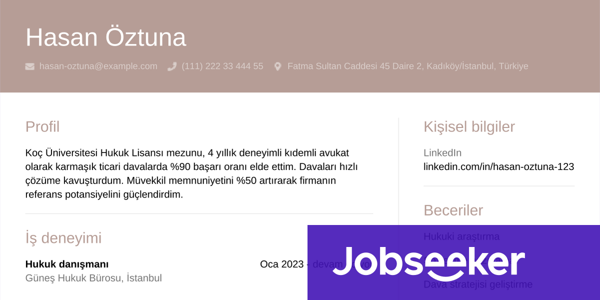 Avukat CV örneği ve hazırlama rehberi | Jobseeker