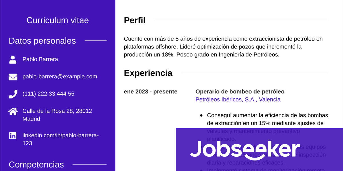 Currículum de extraccionista ejemplo y consejos | Jobseeker