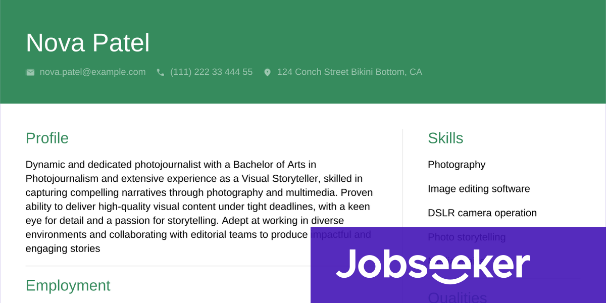 Photojournalist Resume Example & Writing Guide | Jobseeker